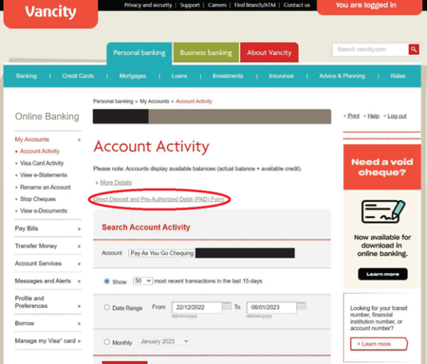 Download a void cheque – Hoovest Financial